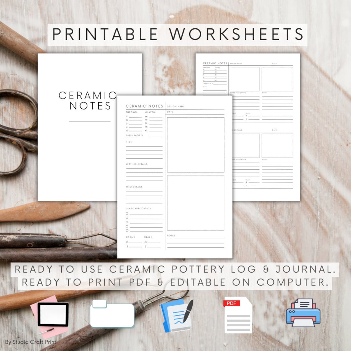 Pottery Journal, Pottery Planner Template, Ceramic Notes, Pottery Log ...