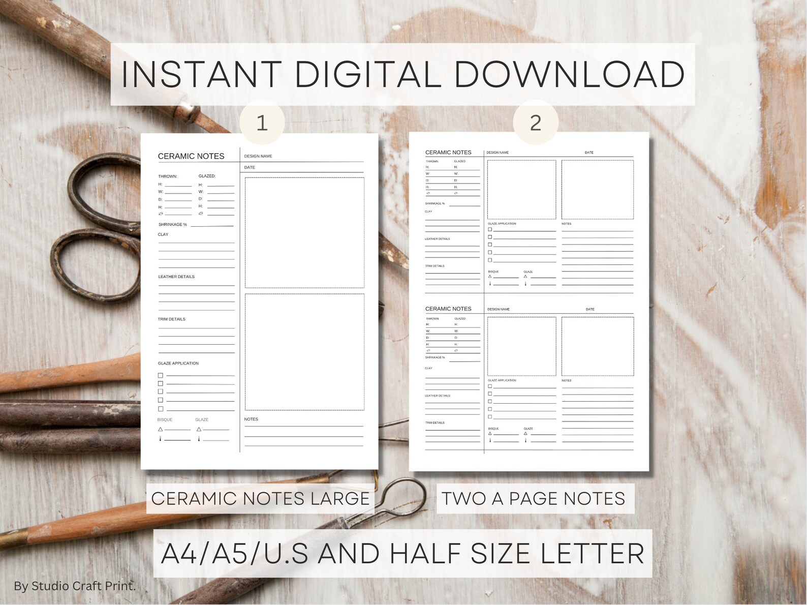 Pottery Journal, Ceramic Notes A4 & US Letter, Tools for Potters ...