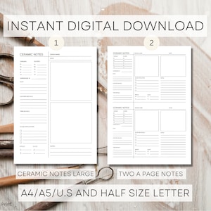 Pottery Journal, Ceramic Notes A4 & US Letter, Tools for Potters ...