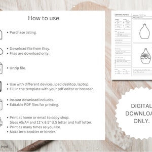 Pottery Journal, Ceramic Notes A4 & US Letter, Tools for Potters ...