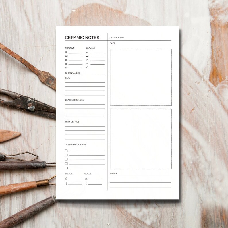 Pottery Journal, Ceramic Notes A4 & US Letter, Tools for Potters ...