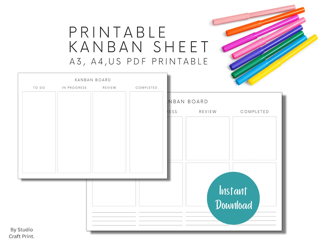 Printable A4 Kanban Board Template, Brain Dump Project, Japanese Mind ...