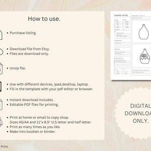 Printable Kiln Log, Pottery Sketchbook, Digital Pottery Planner, Craft ...