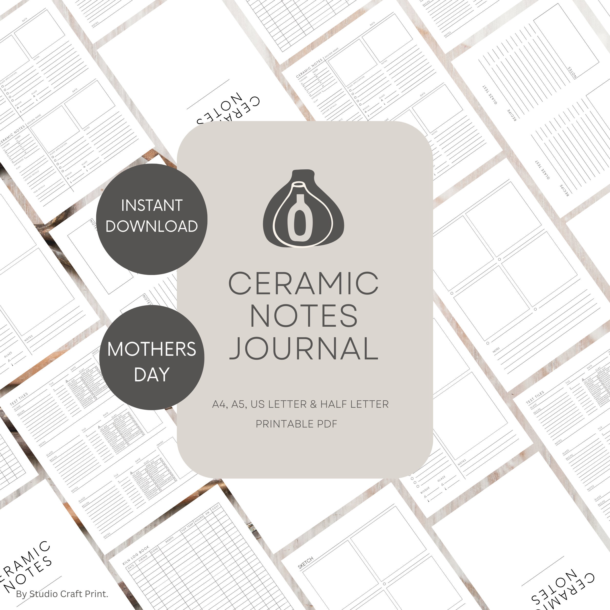 Pottery Journal, Pottery Mothers Day Gifts, Pottery Maker, Gift for ...