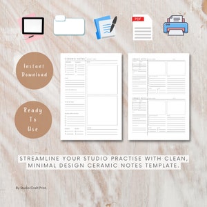 Pottery Journal, Pottery Planner Template, Ceramic Notes, Pottery Log ...