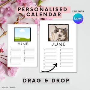 Editable Photo Perpetual Calendar Use for 2025 | Easy Drag and Drop ...