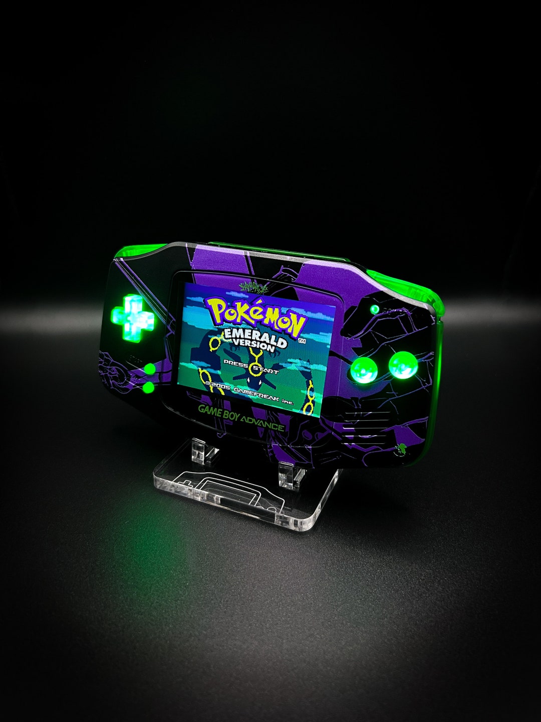 Custom Evangelion Unit 01 Gameboy Advance With New IPS Screen, Speaker ...