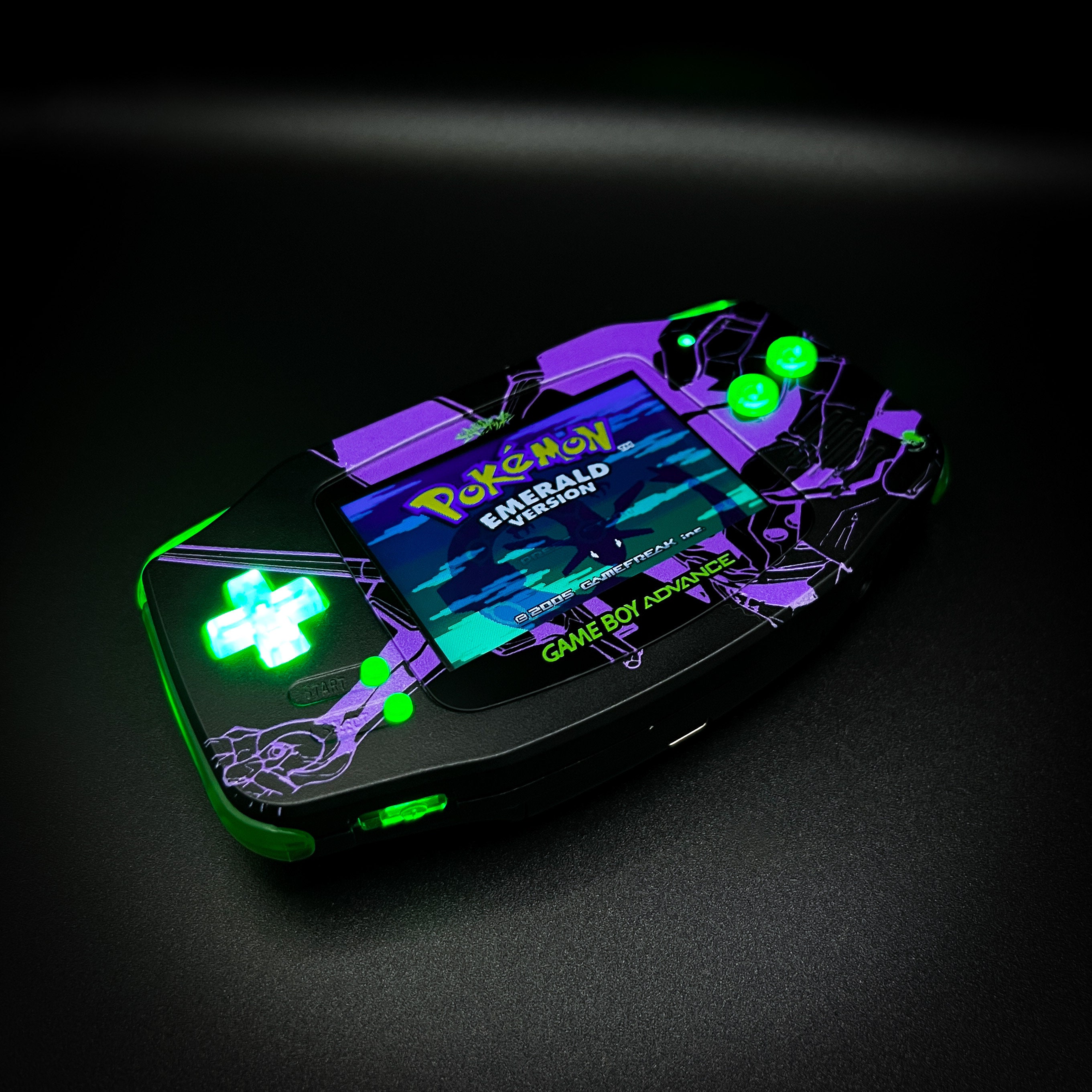 Custom Evangelion Unit 01 Gameboy Advance With New IPS Screen, Speaker ...