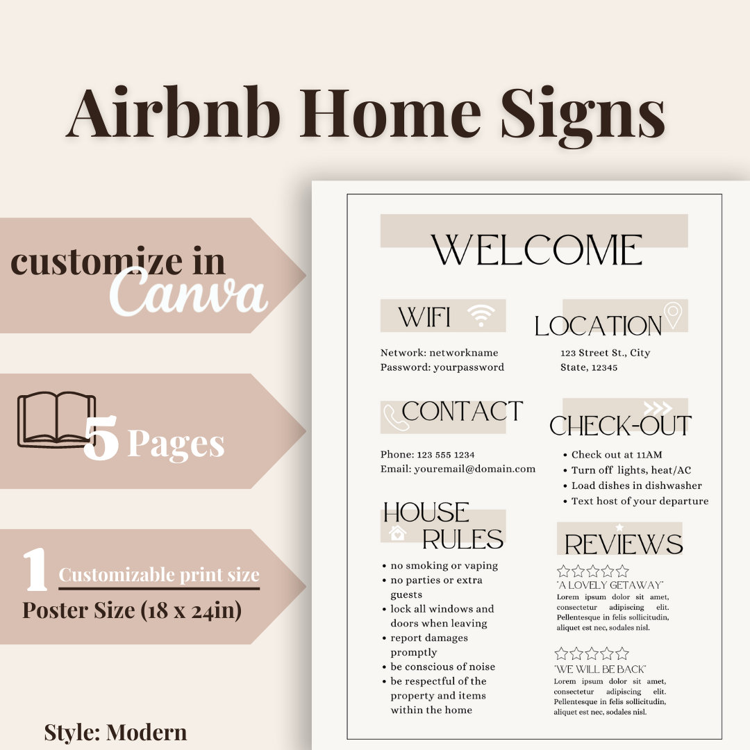 Airbnb Signs for Guests 5 Designs Poster Size 18 X 24 - Etsy