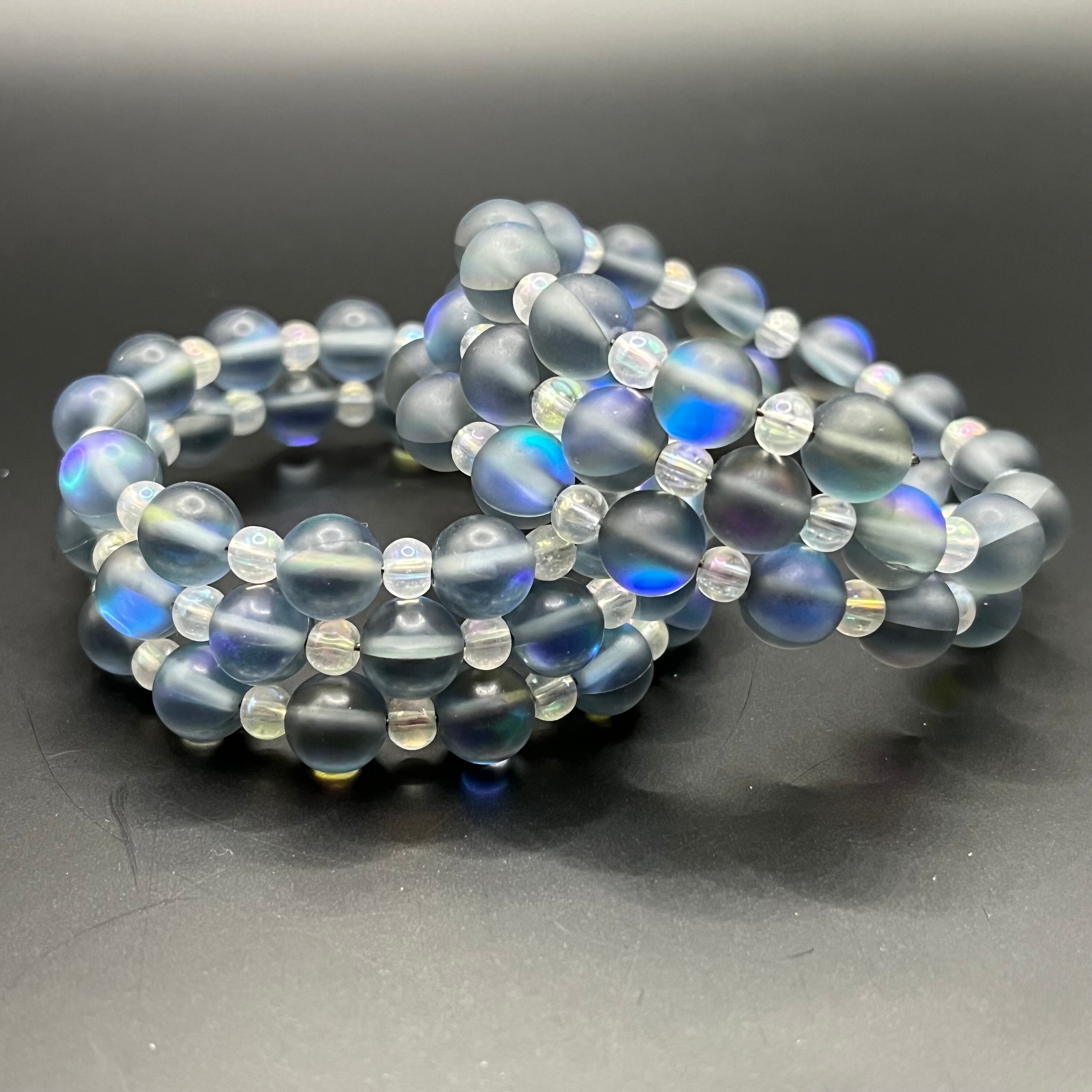 Iridescent Matte Smoke Blue Memory Wire Bracelet - Etsy