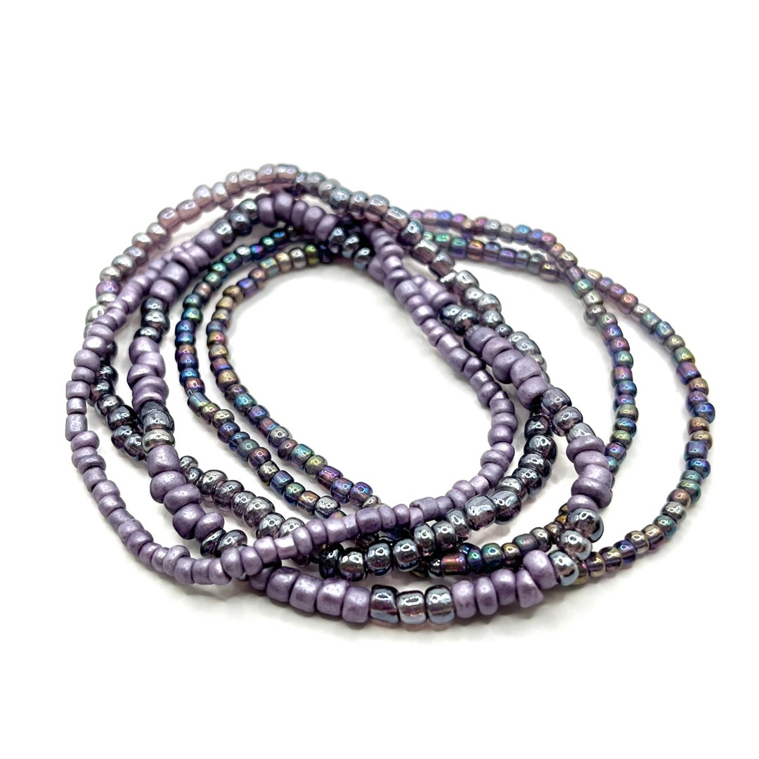 Icy Purple Seed Bead Stretch Bracelet Set (set of 5) - Etsy