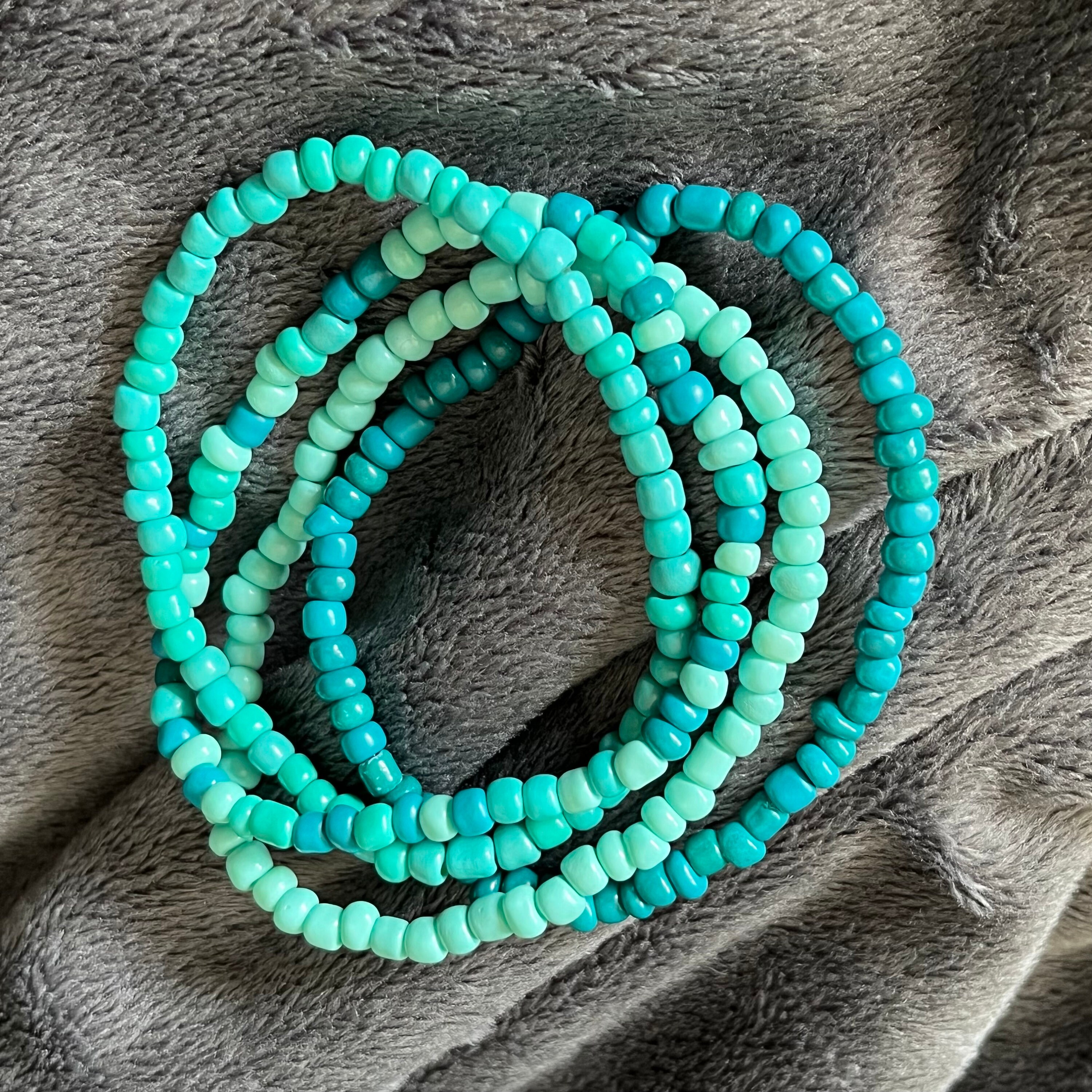 Turquoise, Aqua, and Teal Seed Bead Stretch Bracelet Set set of 4 - Etsy