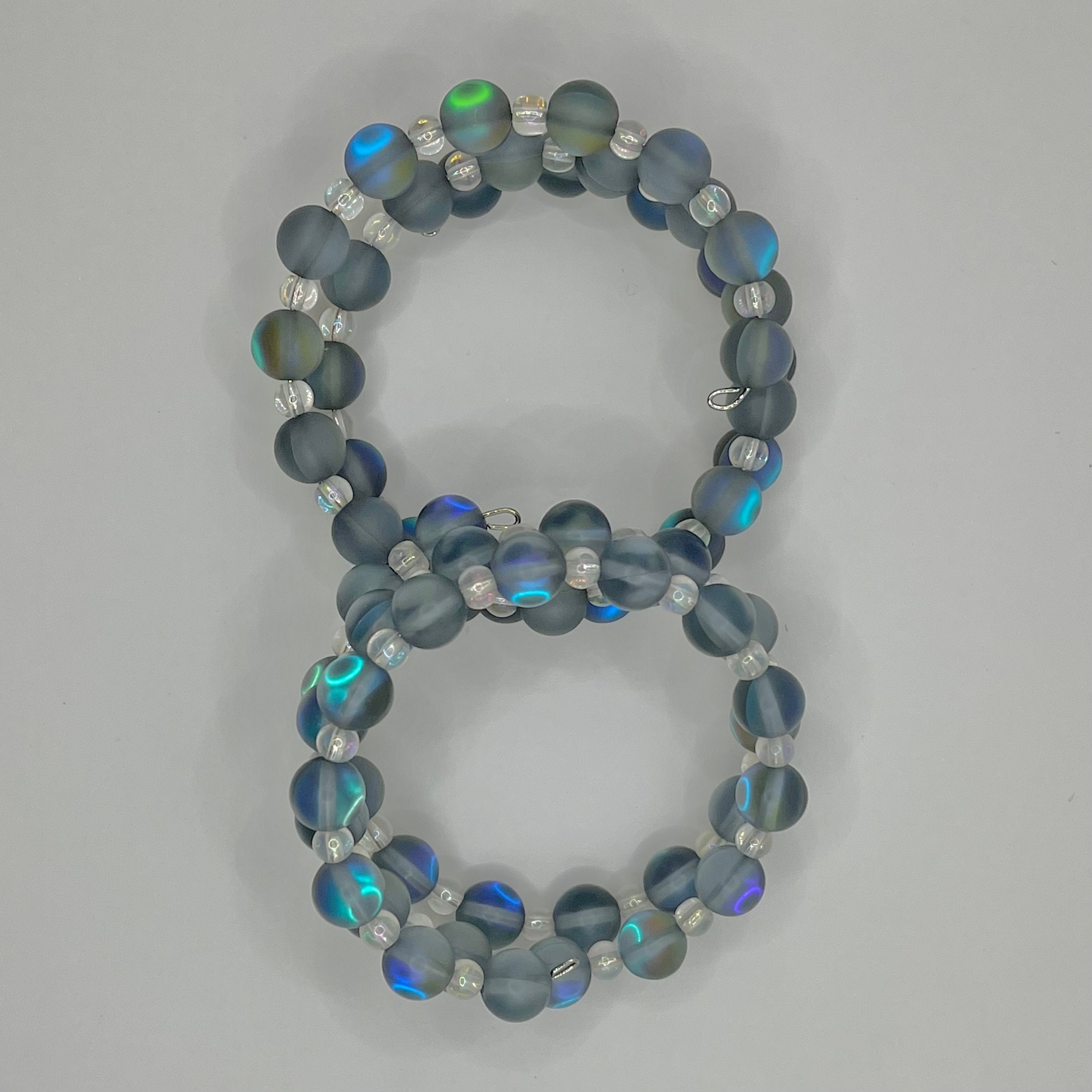 Iridescent Matte Smoke Blue Memory Wire Bracelet - Etsy