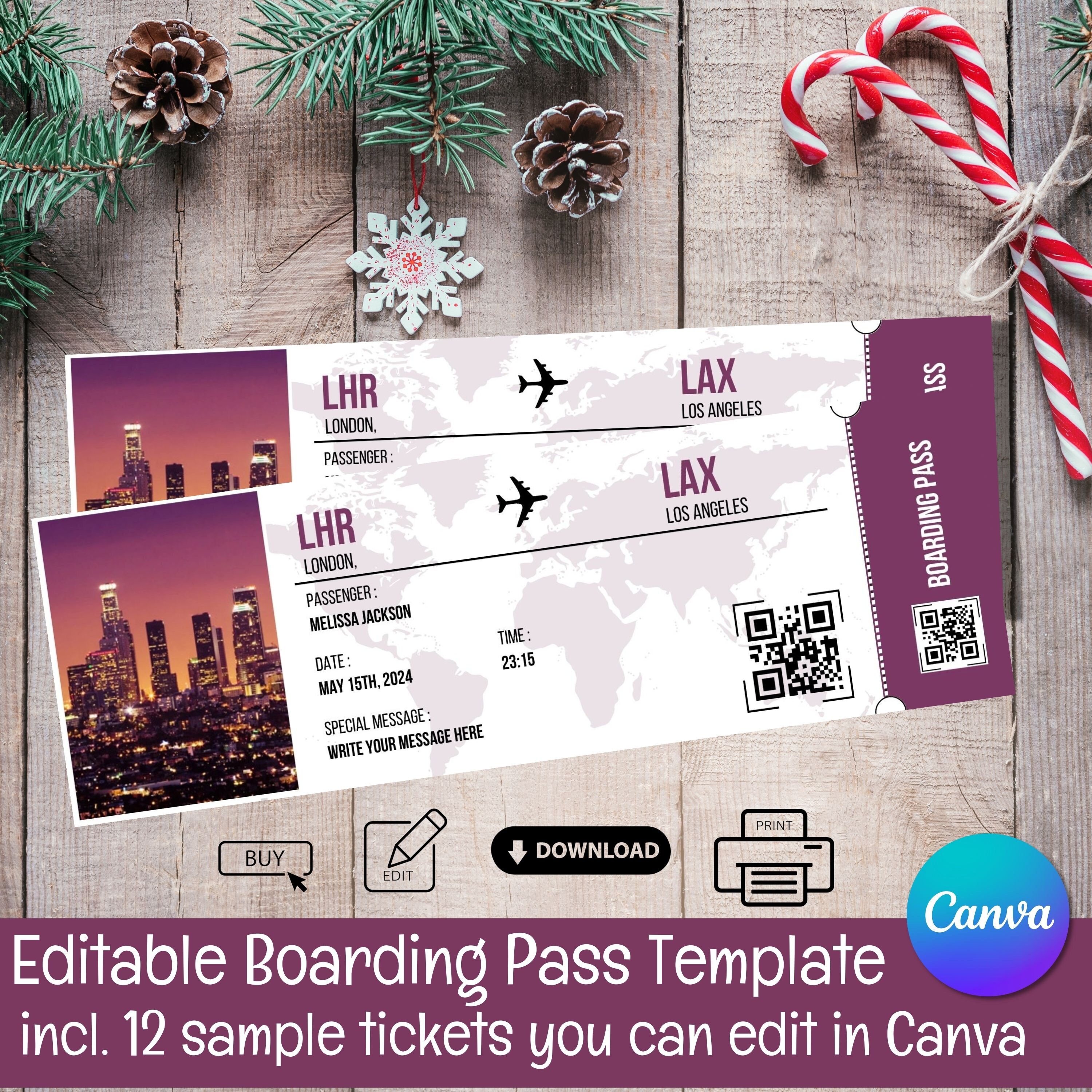 Editable Boarding Pass Canva Template For Unique And Etsy Ireland