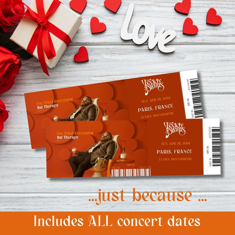 Teddy Swims World Tour 2024 Presentation Gift Ticket Bundle. Instant ...