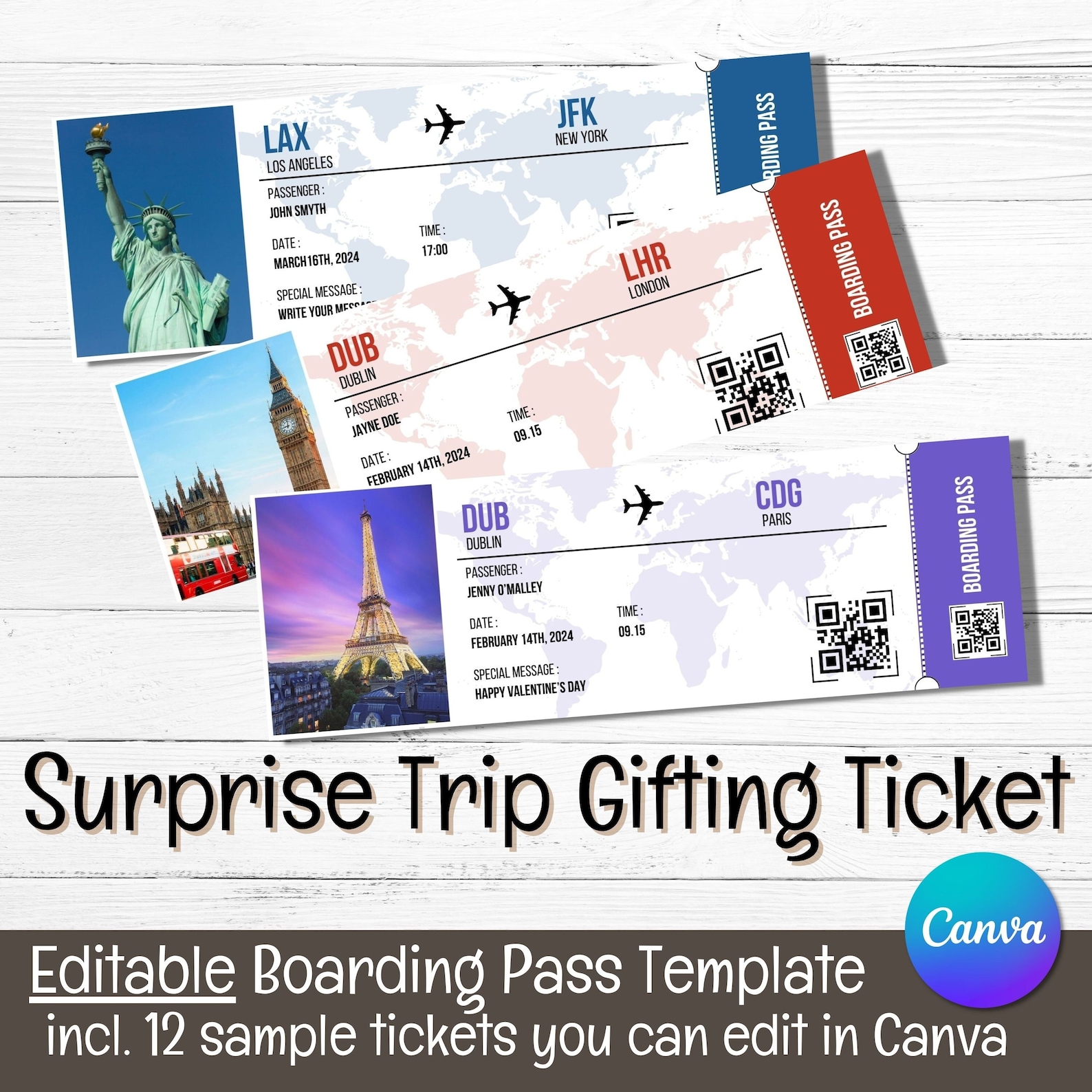 Editable Boarding Pass Canva Template For Unique And Etsy Ireland