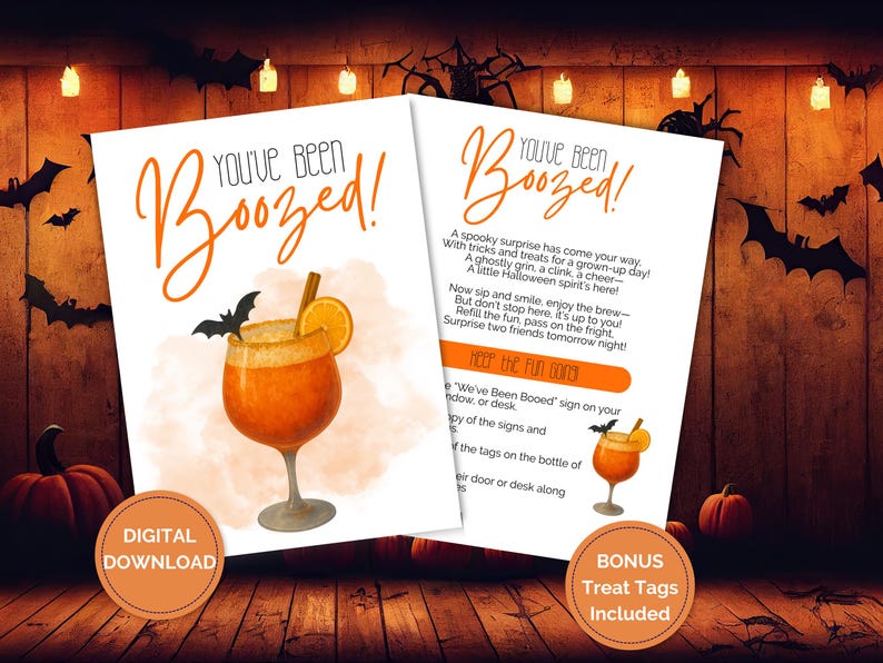 You’ve Been Boozed Halloween Gift Tag | Printable Boozed Sign | Adult ...
