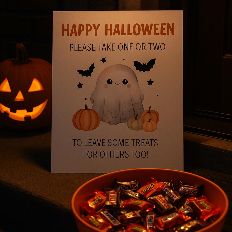 Halloween Candy Bowl Sign Printable, Please Take One or Two Sign, Trick ...