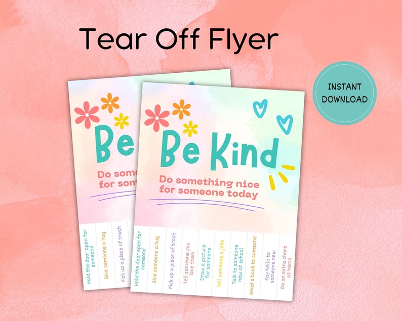 Kindness Tear-off Flyer: Printable Positive Affirmations for Kids (PDF ...