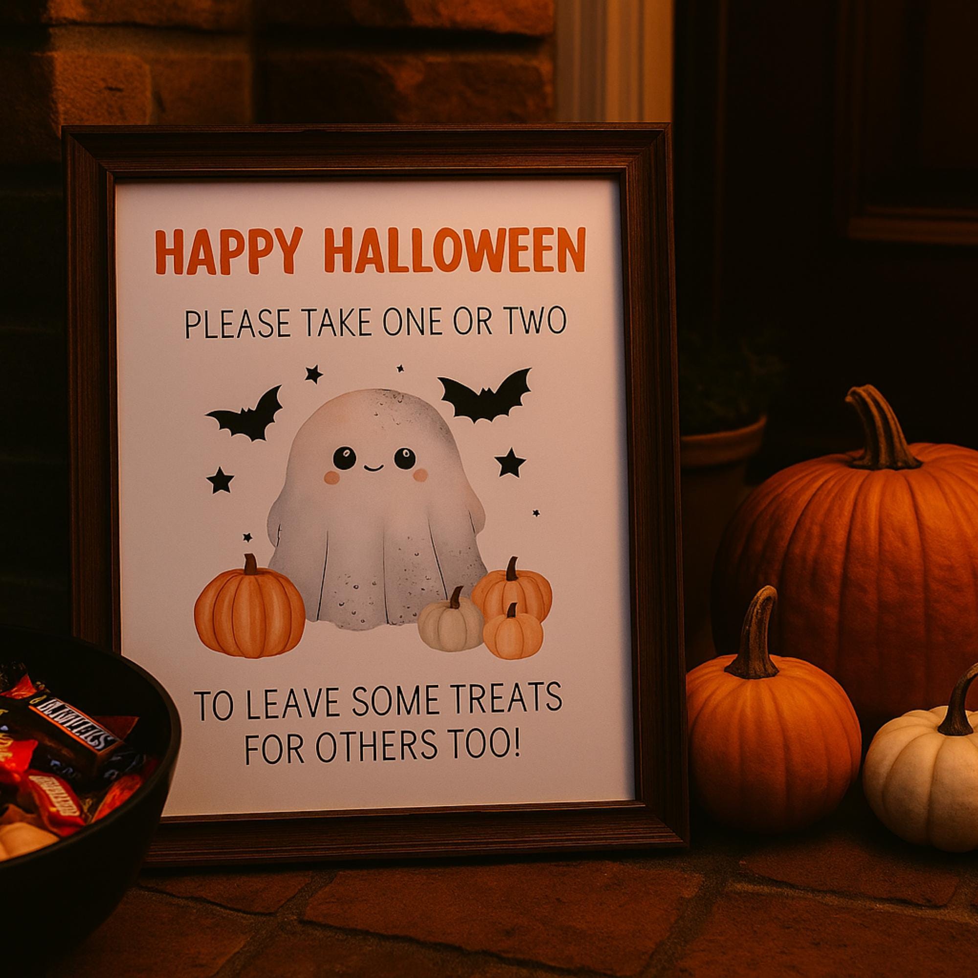 Halloween Candy Bowl Sign Printable, Please Take One or Two Sign, Trick ...