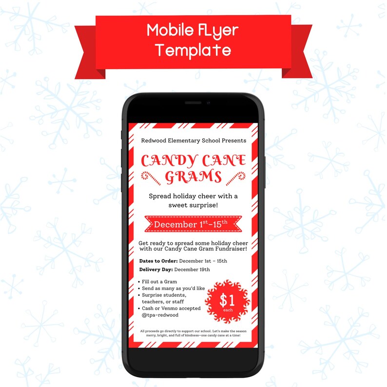 Candy Cane Gram Template, Candy Cane Printable Fundraiser, Christmas ...