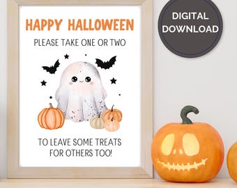 Please Take One Sign Halloween Printable, Out of Candy Sign, Trick or ...