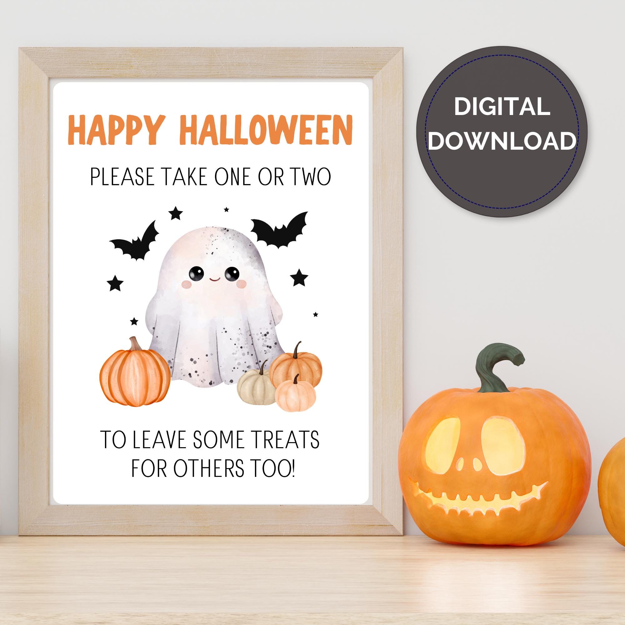Halloween Candy Bowl Sign Printable, Please Take One or Two Sign, Trick ...