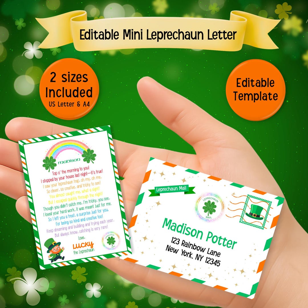 Editable Mini Leprechaun Trap Letter, St. Patrick's Day Printable, Kids ...