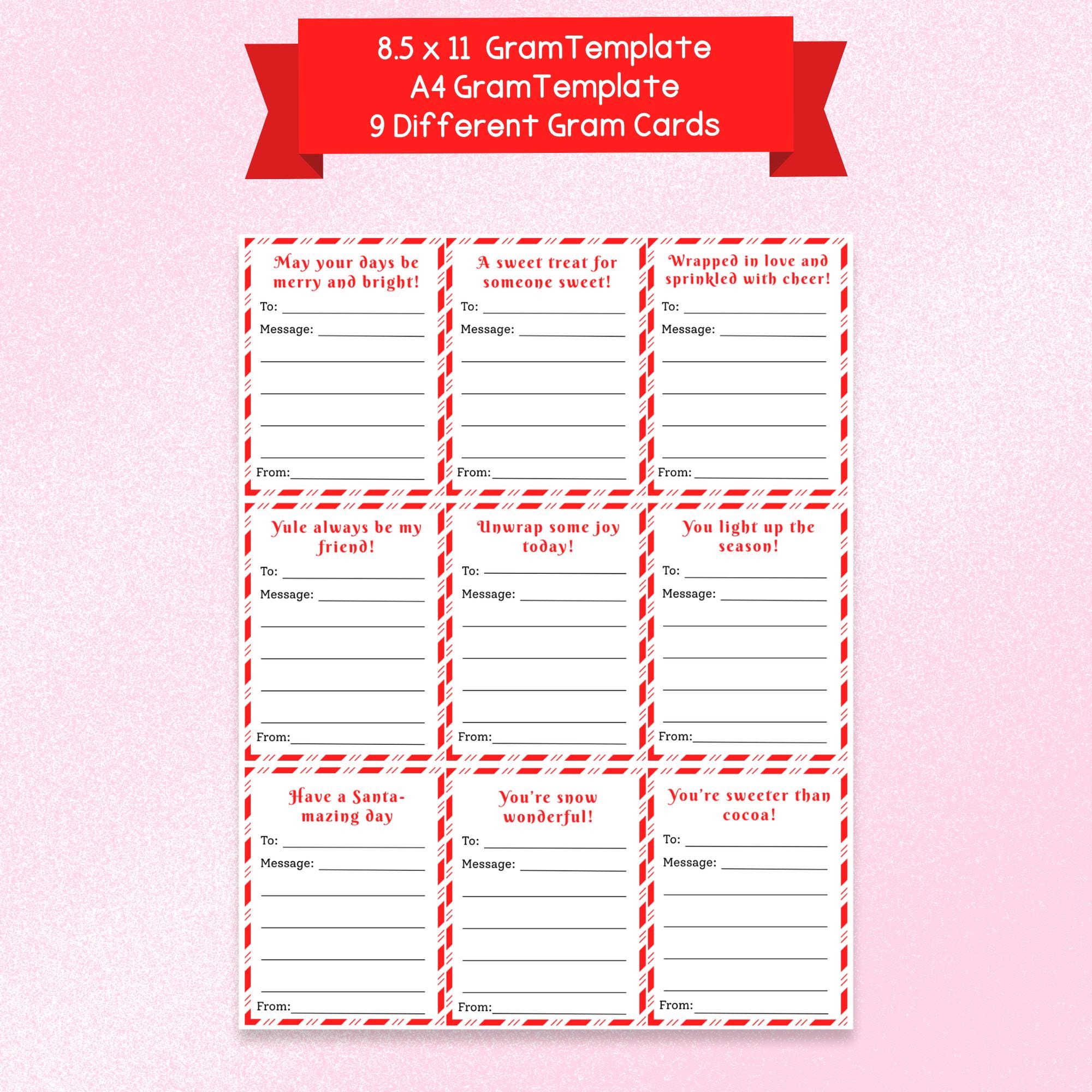Candy Cane Gram Template, Candy Cane Printable Fundraiser, Christmas ...