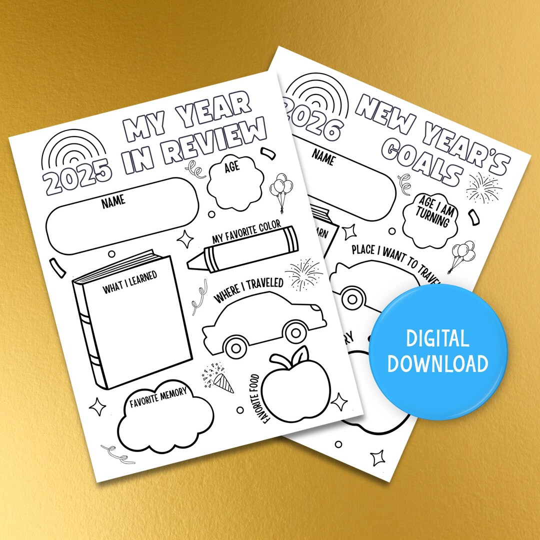 New Years Goals Digital Download, New Year's Resolution for Kids, 2026 ...