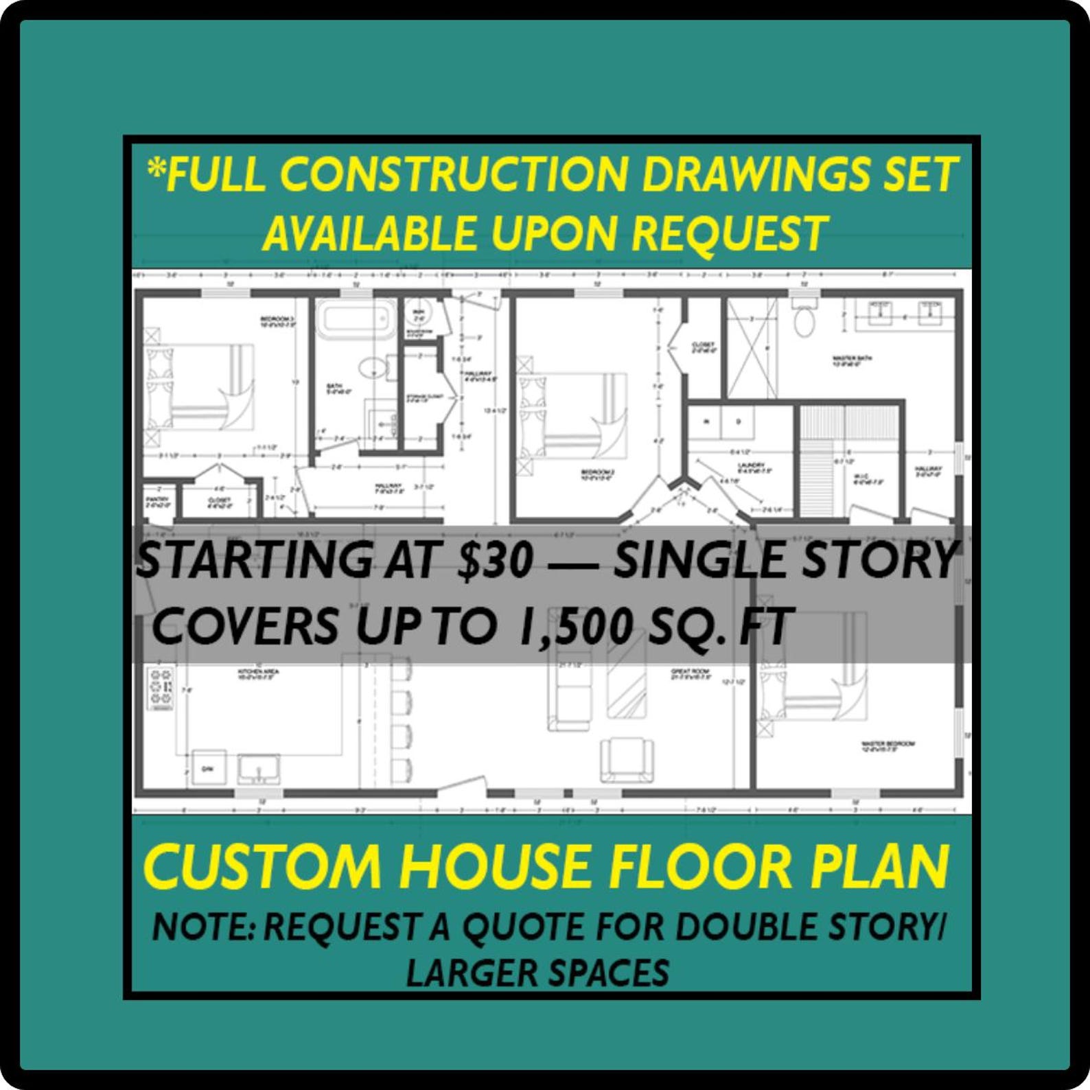 Custom House Floor Plan Design, Architectural Floor Plan Drawings, Home ...