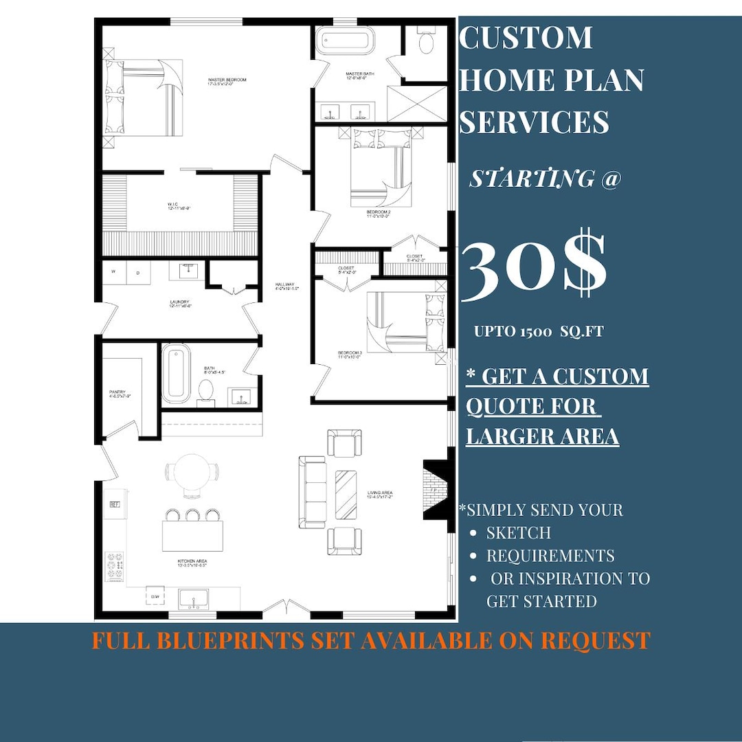 Custom Home Plan Design Services Residential Floor Plan Blueprints: 2d ...
