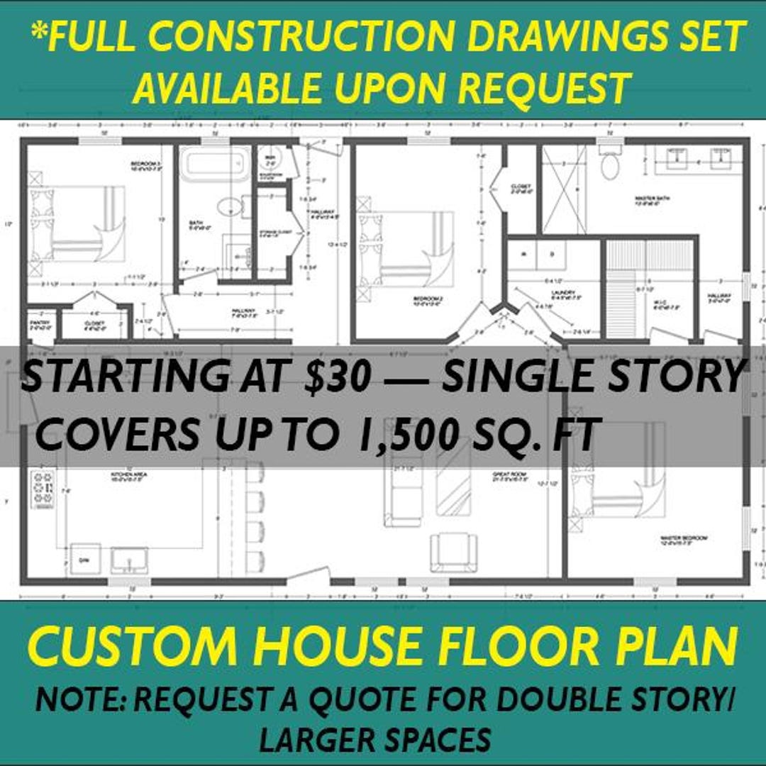 Custom House Floor Plan Design, Architectural Floor Plan Drawings, Home ...