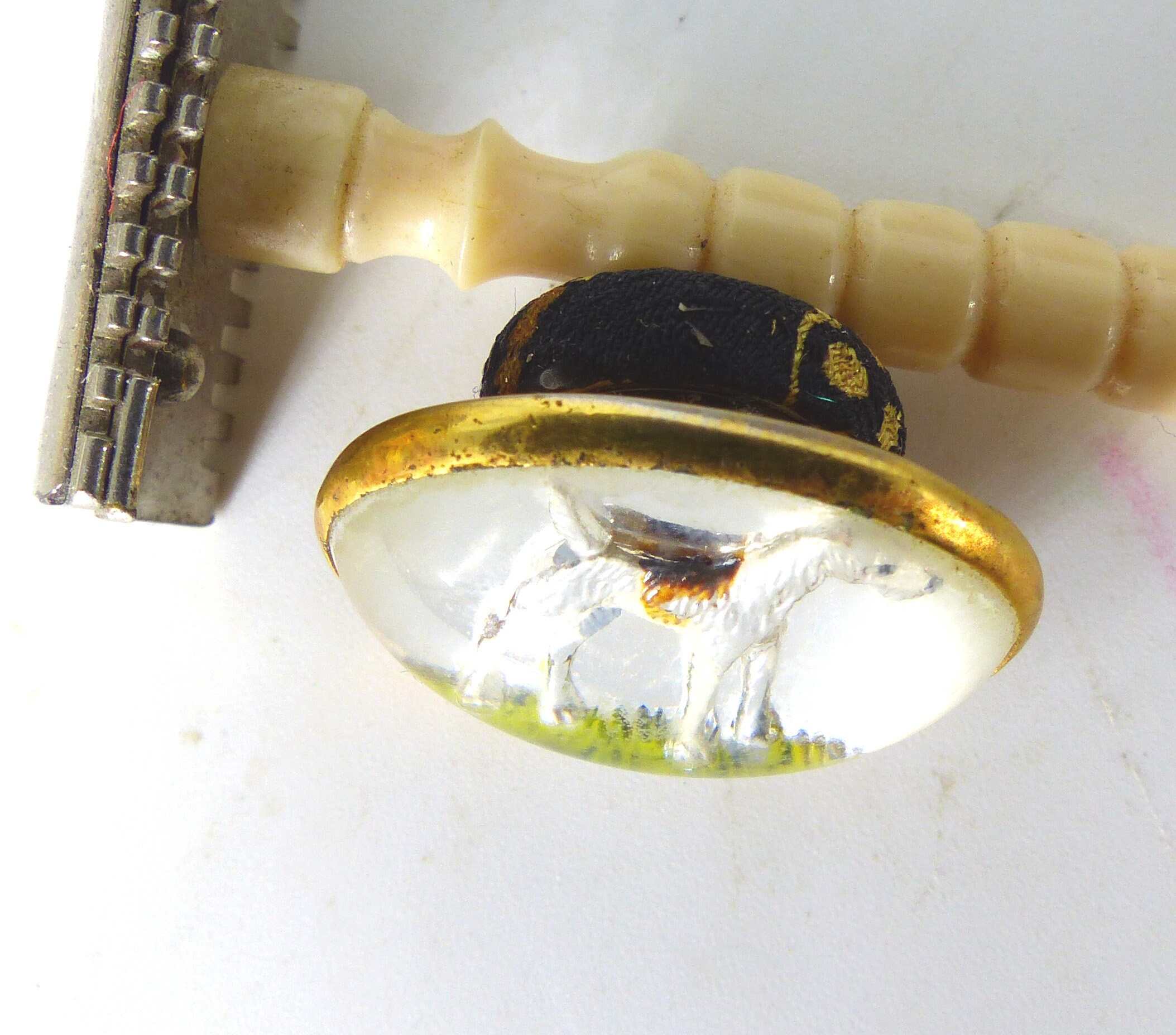 Upcycled Vintage Reverse Carved Painted Glass Intaglio Terrier - Etsy