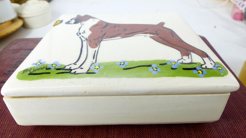 Rare Boxer Dog Breed Glazed Ceramic Trinket Jewelry Box With - Etsy