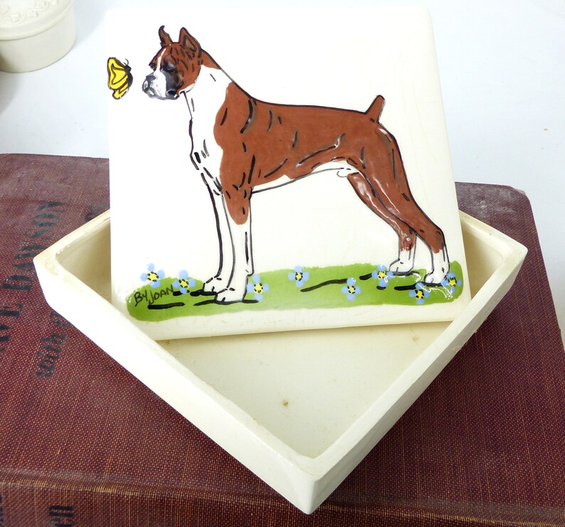 Rare Boxer Dog Breed Glazed Ceramic Trinket Jewelry Box With - Etsy
