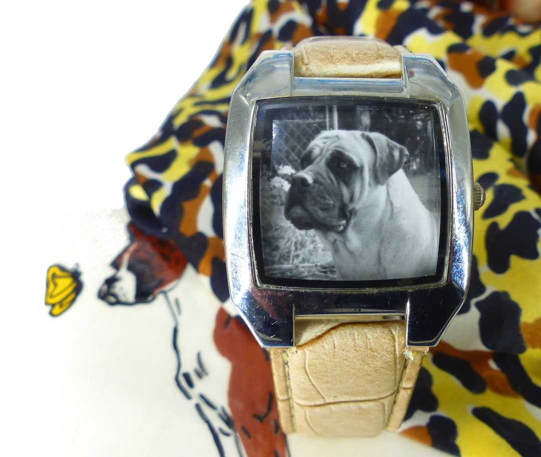 Unique Upcycled Watch Featuring Majestic Bullmastiff Dog. Faux ...