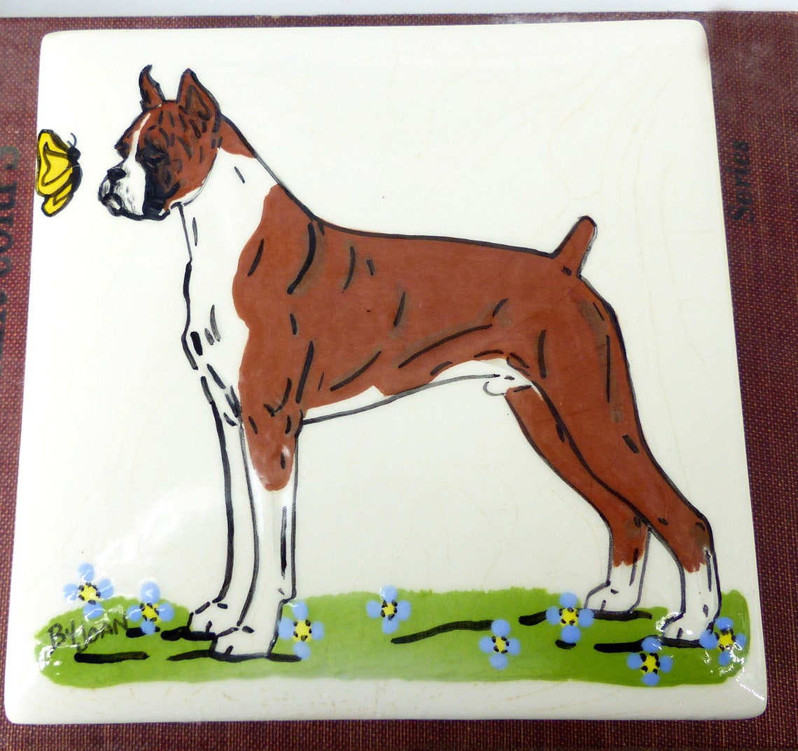 Rare Boxer Dog Breed Glazed Ceramic Trinket Jewelry Box With - Etsy