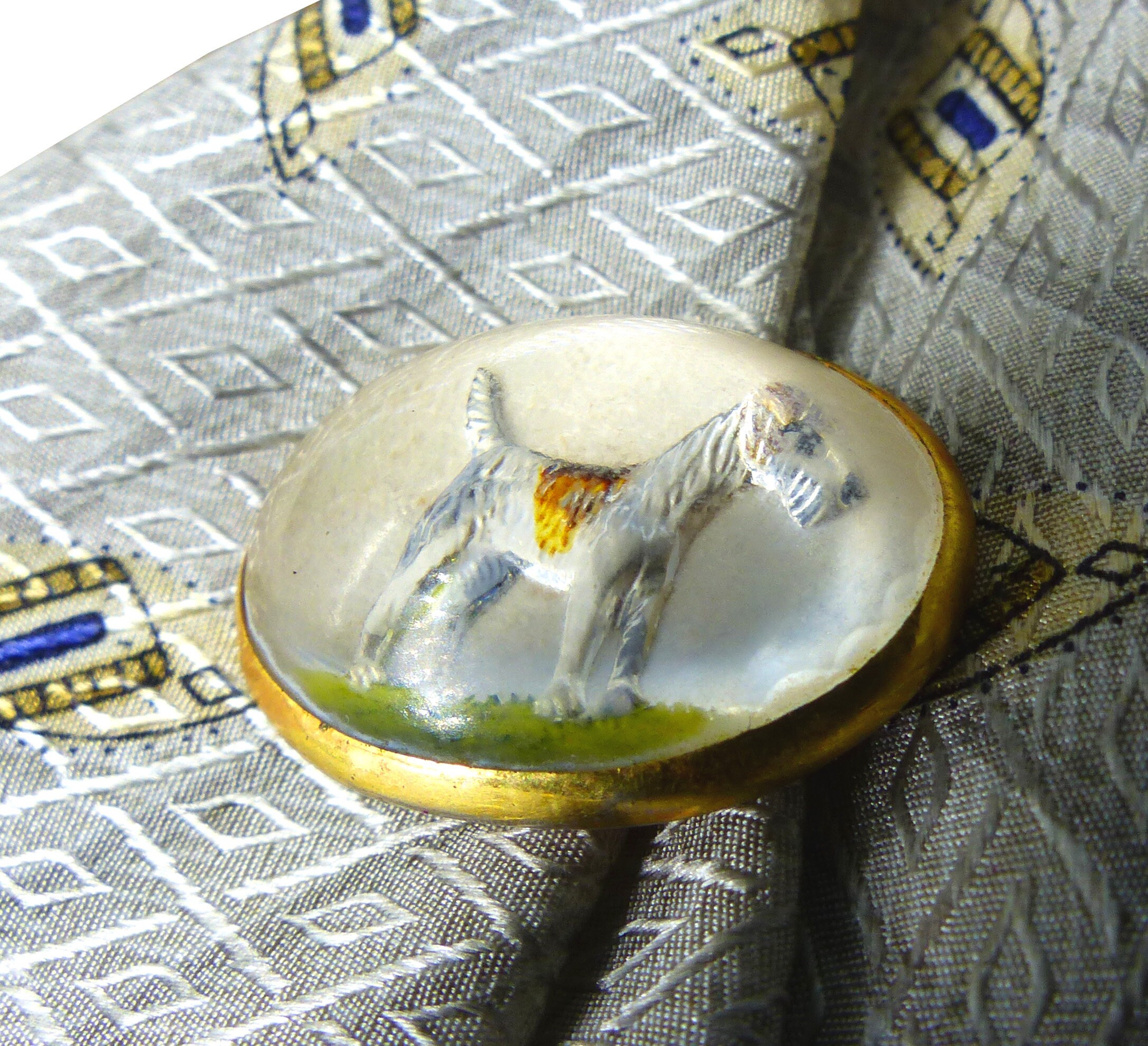 Upcycled Vintage Reverse Carved Painted Glass Intaglio Terrier - Etsy