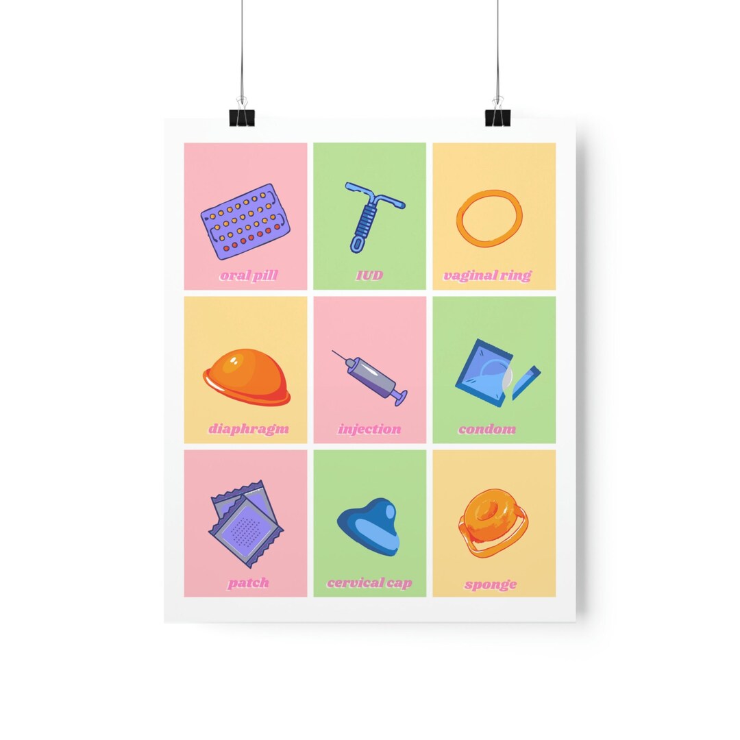 Birth Control Poster Colorful Wall Art Eclectic Funky Feminist Print ...