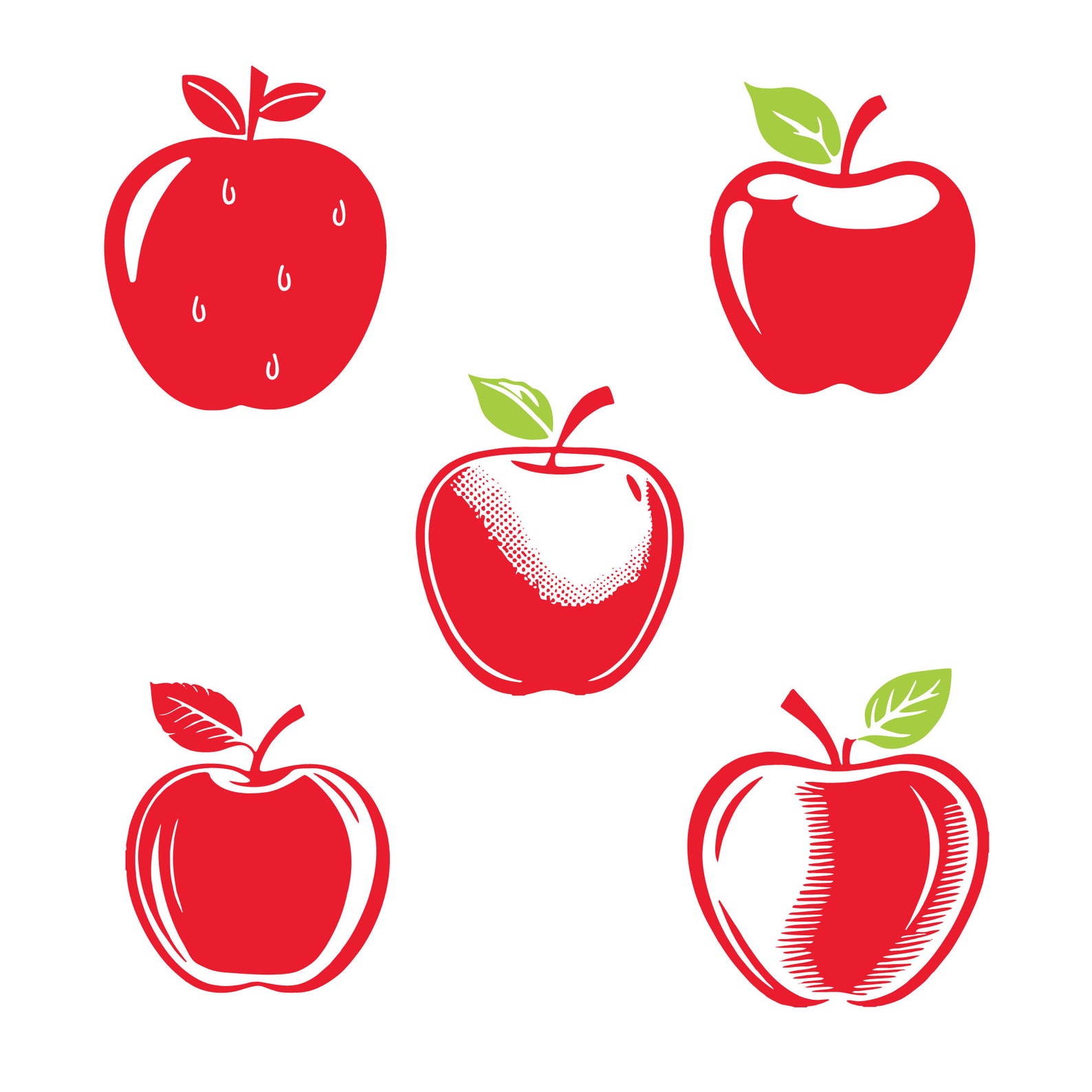 Apple Svg Bundle, Apple Clipart for Cricut, Apple Silhouette, Apple ...