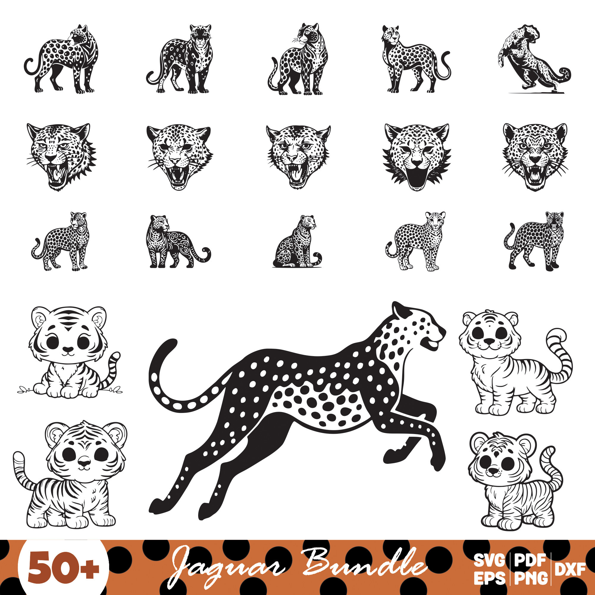 Jaguar Svg Bundle, Jaguar Clipart for Cricut, Wild Animal Vector ...