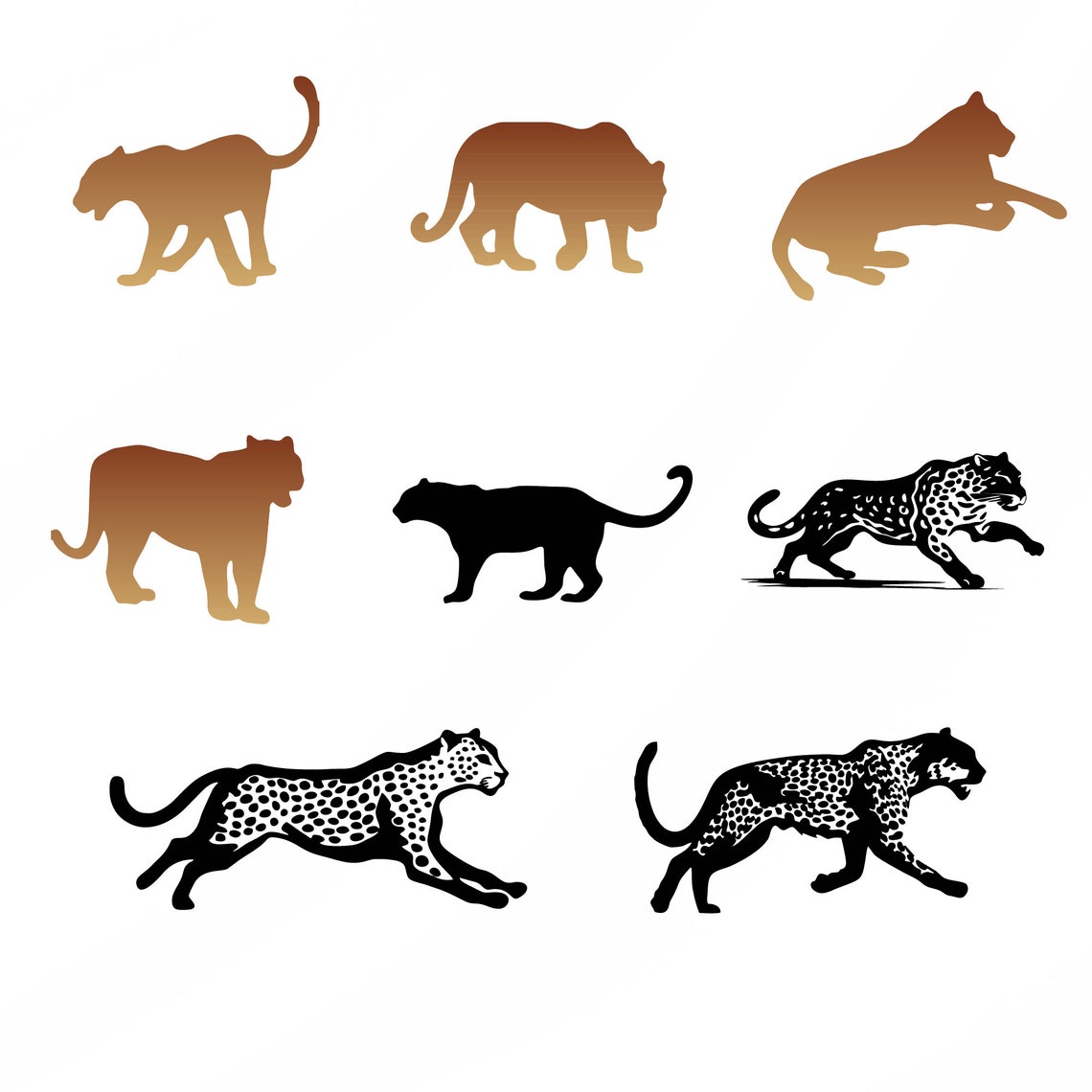 Jaguar Svg Bundle, Jaguar Clipart for Cricut, Wild Animal Silhouette ...