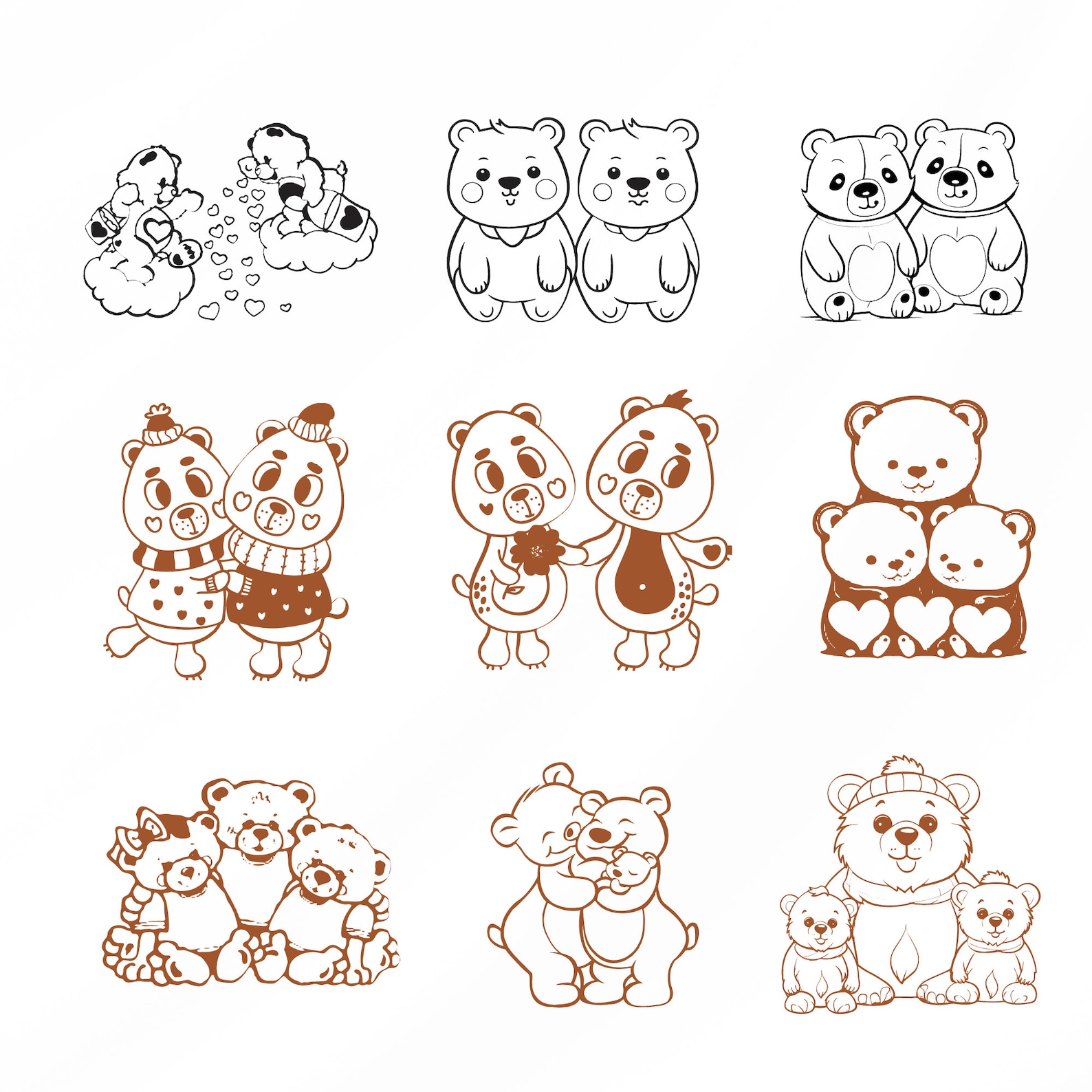 Bear Family Svg Bundle, Bear Family Clipart for Cricut, Cute Bear ...