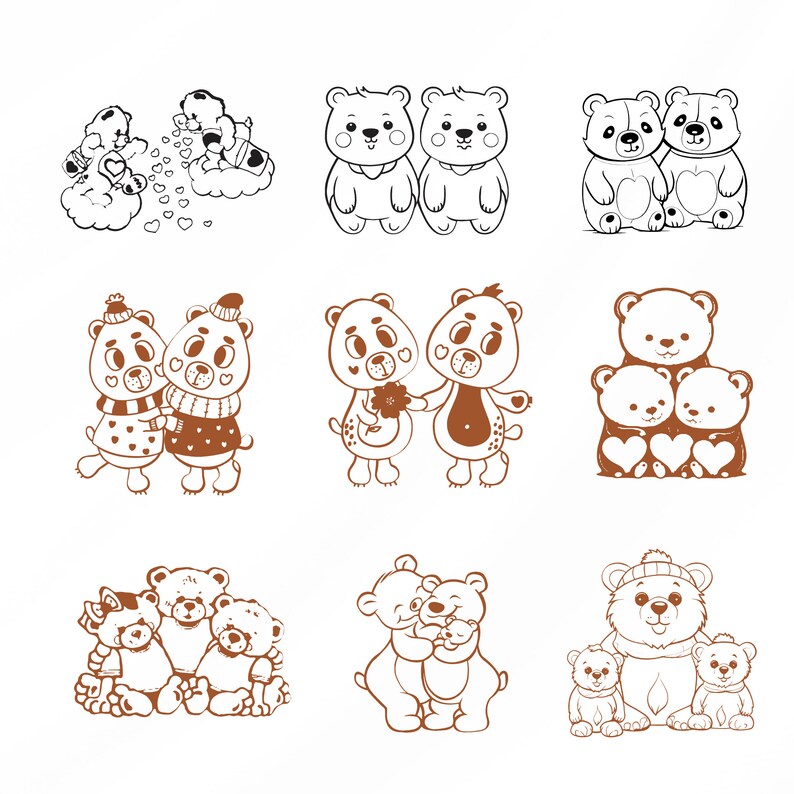Bear Family Svg Bundle, Bear Family Clipart for Cricut, Cute Bear ...