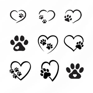 Paw Print Svg Bundle, Dog Paw Clipart for Cricut, Paw Print Vector ...