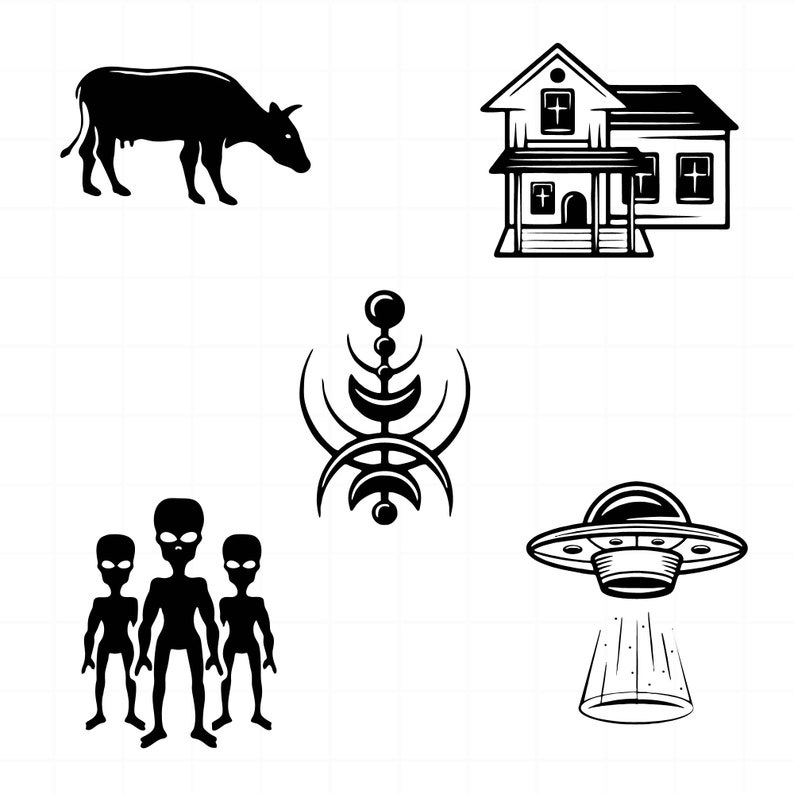 Alien Svg Bundle, Alien Clipart for Cricut, Alien Ship Silhouette ...