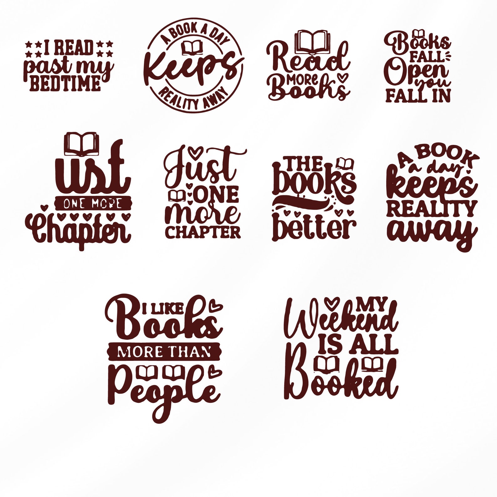 Reading Svg Bundle, Reading Books Clipart for Cricut, Reading ...