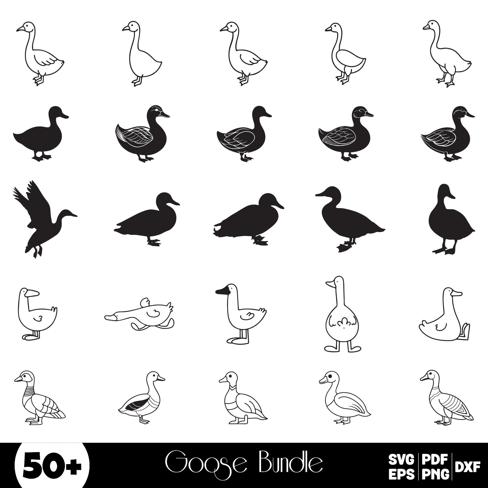 Goose Svg Bundle, Goose Clipart for Cricut, Goose Vector, Goose Decal ...