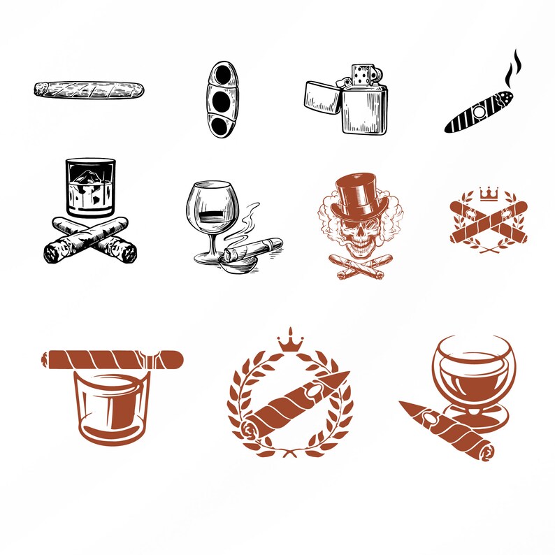 Cigar Svg Bundle, Smoke Clipart for Cricut, Tobacco Silhouette, Cigar ...